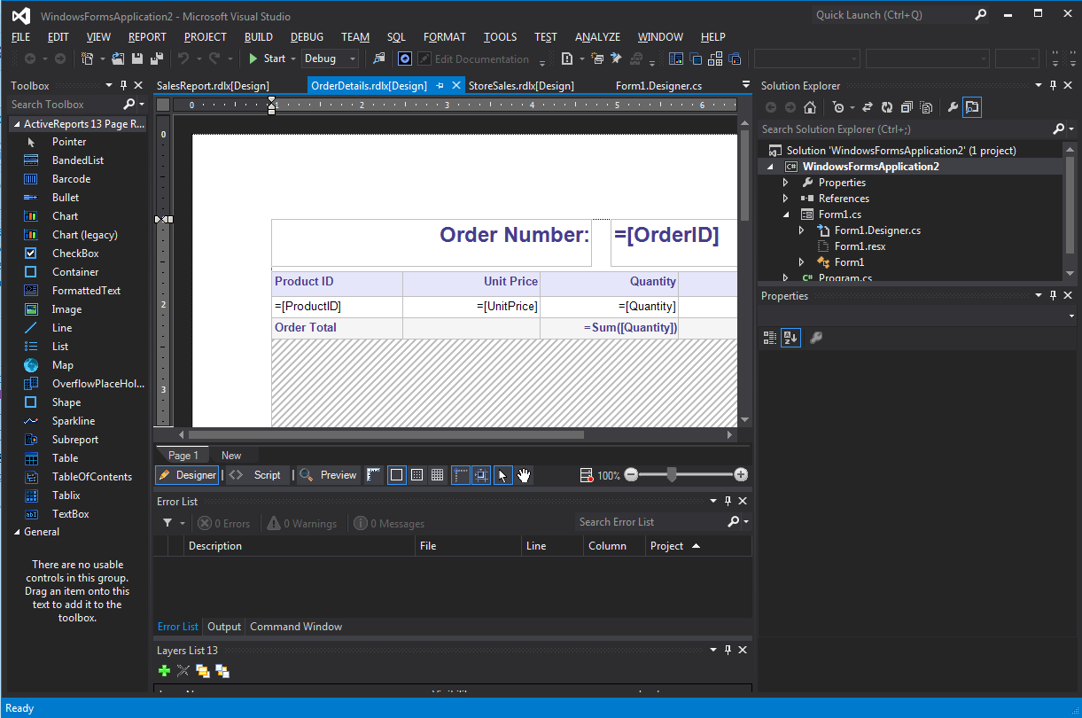 ActiveReports for .NETデザイナの使用